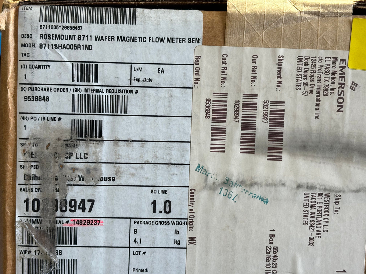 NEW Emerson Rosemount 8711 Wafer Magnetic Flow Meter Sensor 8711SHA005 ...